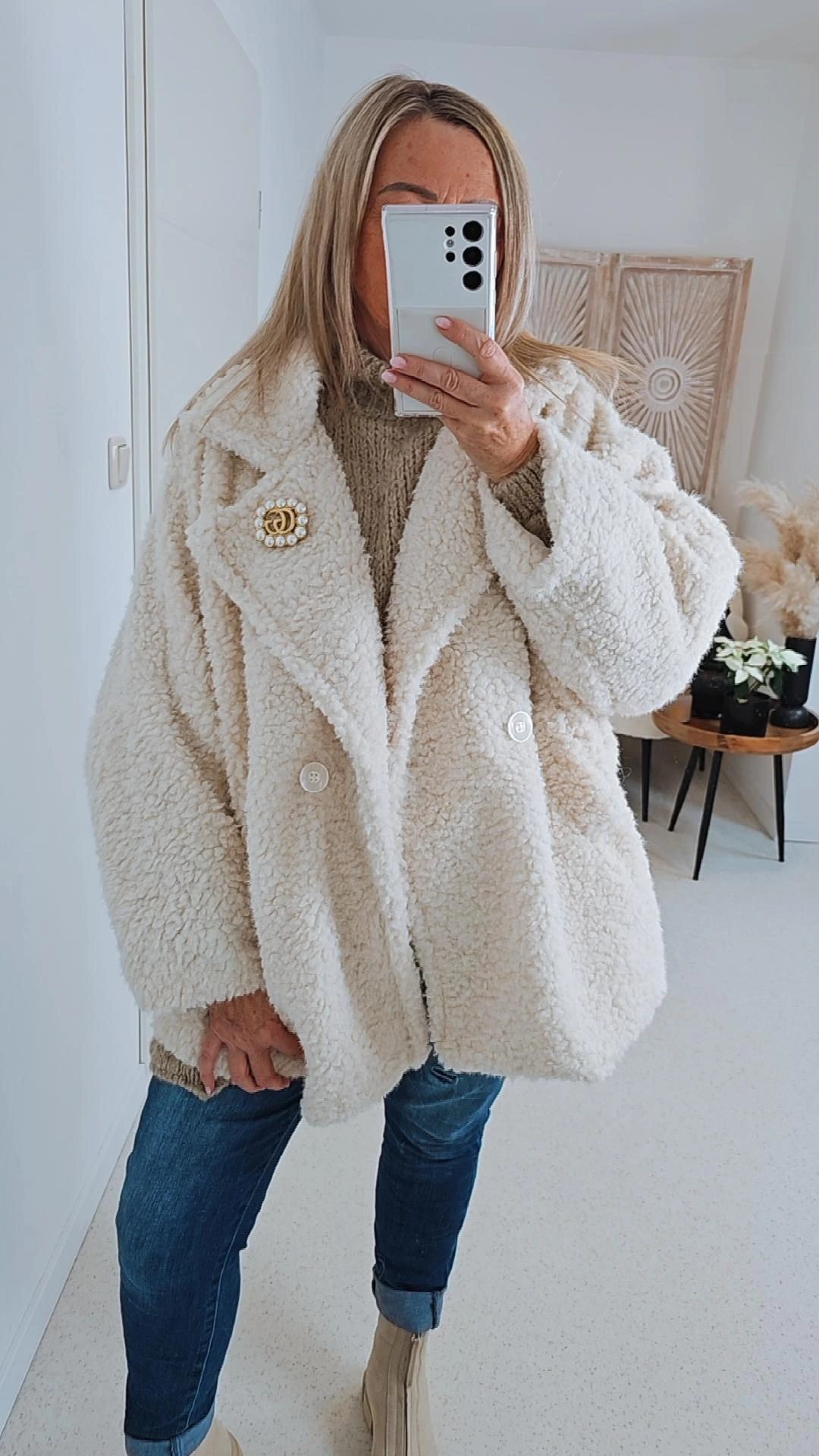 BOUCLE TEDDY JACKE CLARINE Made in Italy 34-46 Mantel Oversize Jacke COAT